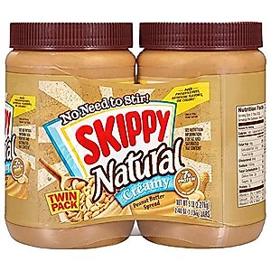 SKIPPY Natural Creamy Peanut Butter Spread Twin Pack 2-Pack, 5 LB