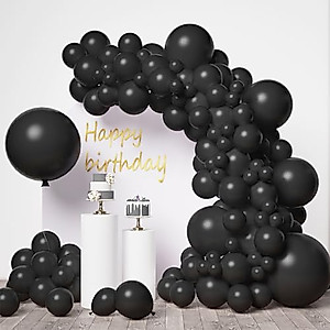 RUBFAC Black Balloons, 146 pcs Different Sizes Pack of 36 18 12 10 5 Inch for Balloon Garland or Balloon Arch as Graduation Wedding Birthday Baby Shower Anniversary Party Decorations