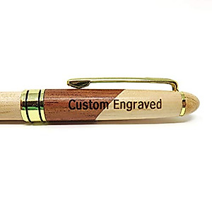 Custom Engraved Maple & Rosewood Split Ballpoint Pen - Personalized - (Black Gift Box) - Innovative Surface Art