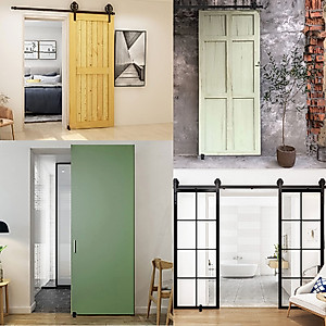 TOIMIOTOIM Sliding Barn Door Floor Guide Doors Bottom Wall Mount Adjustable Roller Double Wheel No Punching Required System 2 Pack Black, Smoothly and Quietly