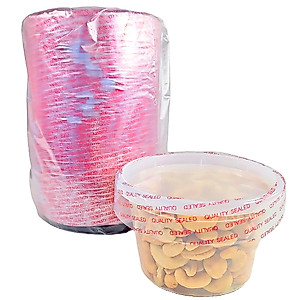 PACTOGO Clear with Red Safety Print Shrink Bands - Fits Round Plastic Soup/Deli Containers Sizes 8-32 Ounces (Pack of 250)