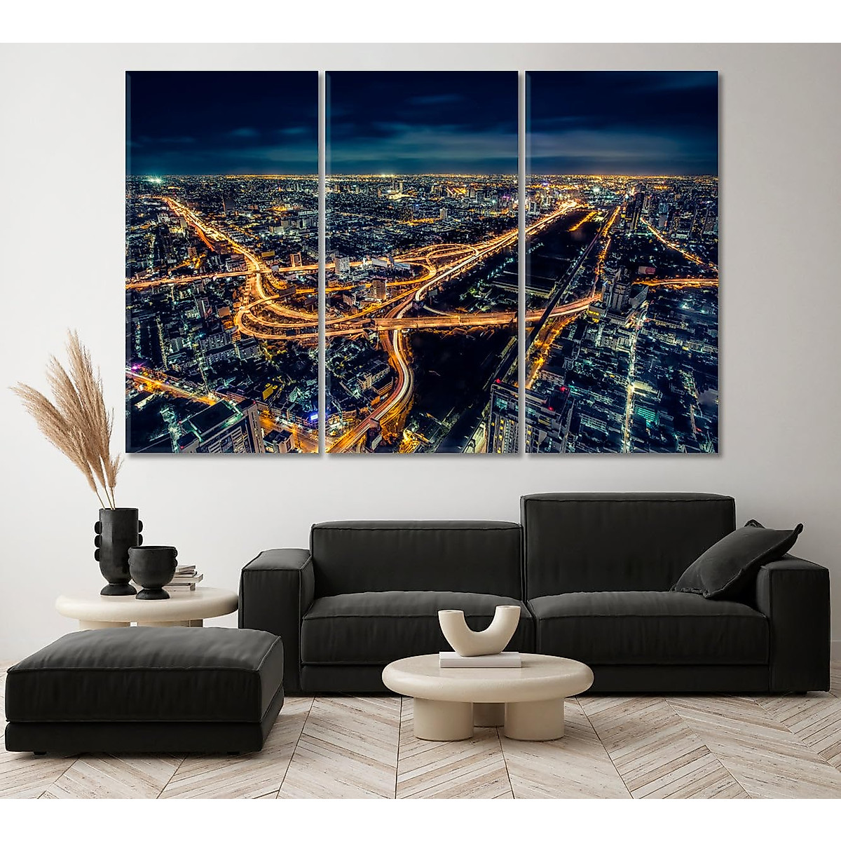Bangkok Cityscape at Night Thailand Canvas Print 1 Panel / 36x24 inches