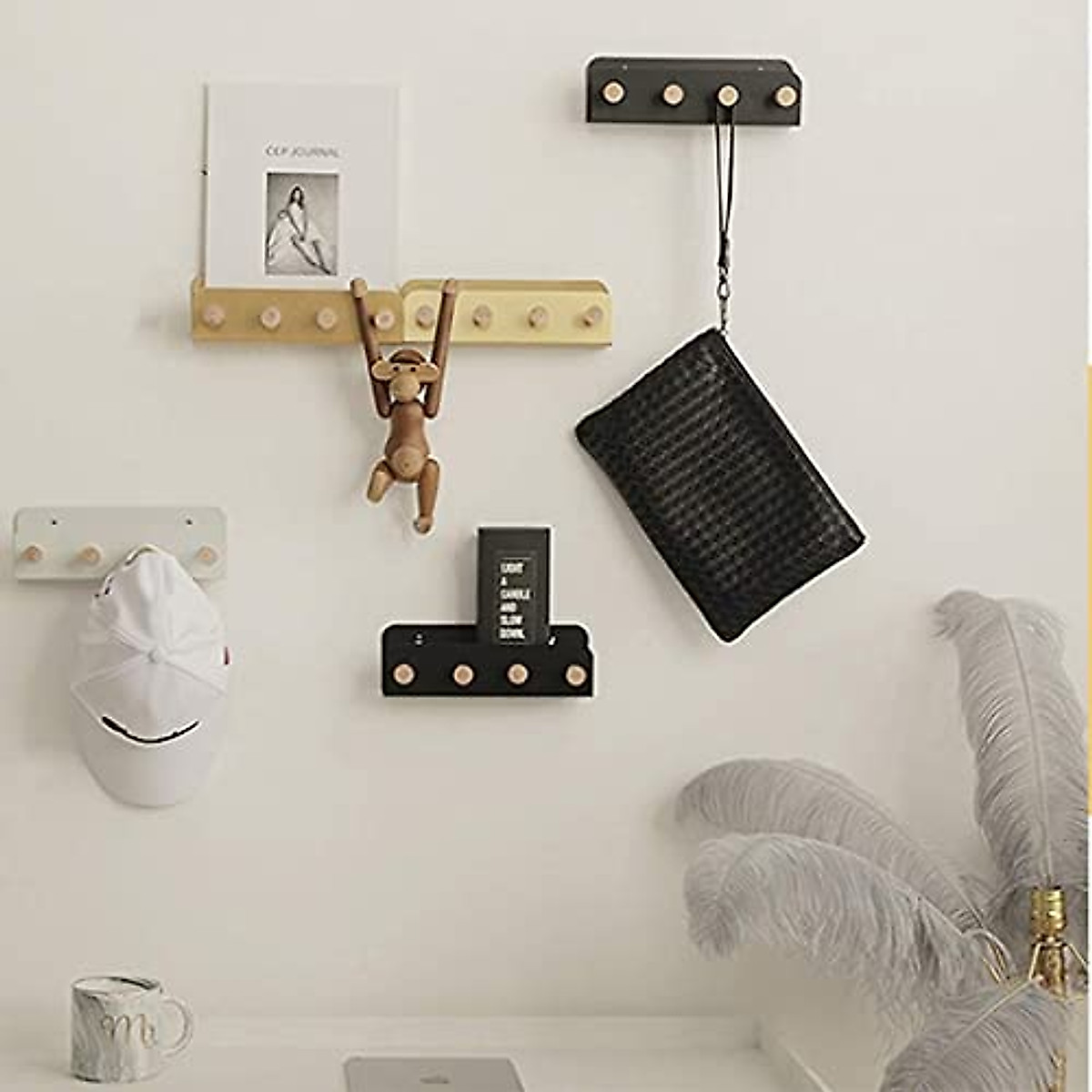 TJLSS Wall Mount Coat Hook, 4 Hooks Coat Hangers Rack Robe Hat Clothes Hook Wall Coat Rack Hooks