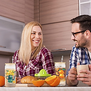 VACVOU 25 Pack 16oz Frosted Sublimation Beer Can Glass with Bamboo Lids and Straw,Glass Cups, Beer Glasses, Iced Coffee Glasses Reusable Drinking Glasses,DIY Gift(Frosted)