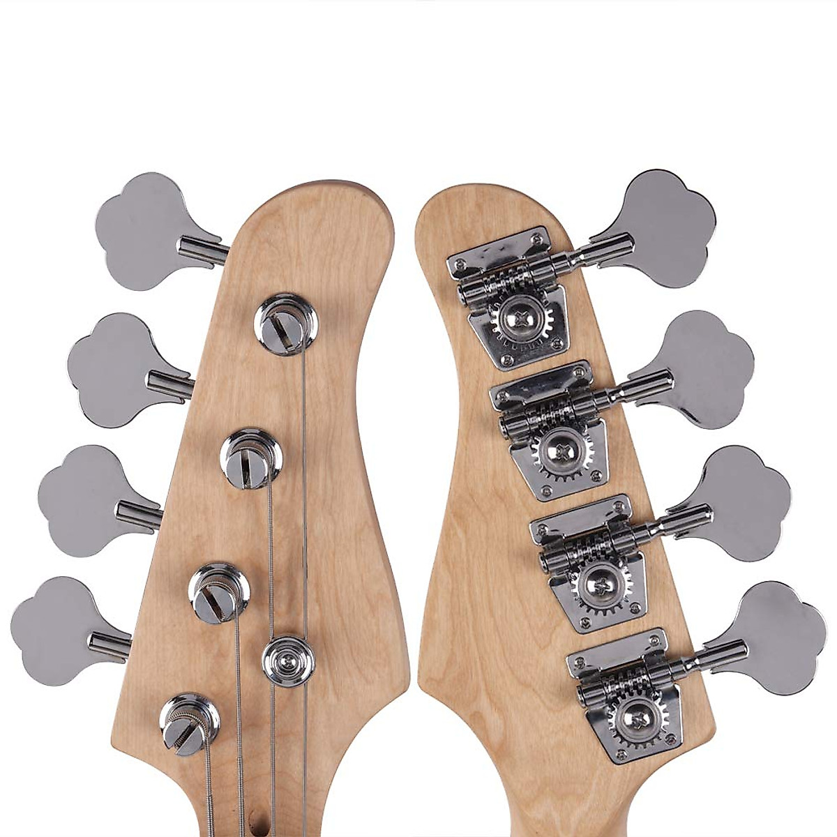 4 String Electric Bass Guitar, Exquisite Burning Fire Style Electric Bass Guitar Beginner Kits, Stylish Bass Guitar, Premium Quality & Affordable Musical Instrument (Wood Color)