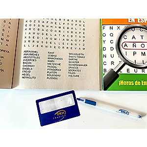 Vision St. Publishing 2 Pack Sopas De Letras Jumbo Spanish Word Search Book, Magnifying Glass, Pen for Easy Reading