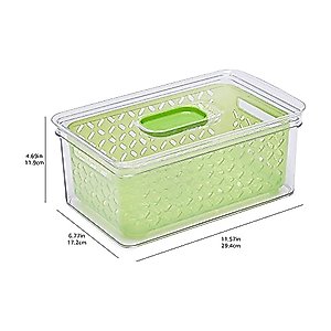 Amazon Basics Set of 3 Produce Food Saving Containers with Vented Lids, BPA Free Plastic - 2 Large (4.3 Qt), 1 Medium (1.9 Qt)