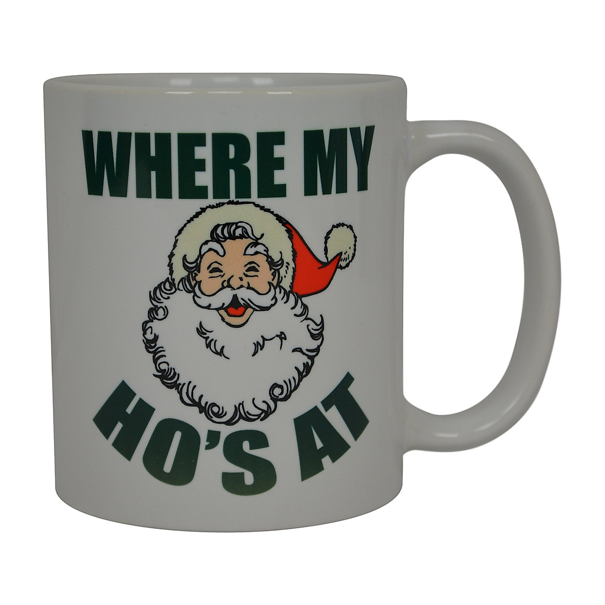 Rogue River Tactical Funny Coffee Mug Santa Where My Ho's At Novelty Cup Great Holiday XMAS Gift Idea