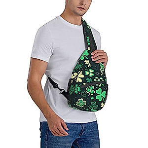 St. Patrick's Day Cute Shamrocks Sling Backpack,Travel Hiking Daypack Clover Crossbody Shoulder Bag