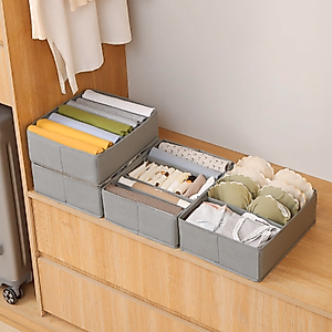 Qozary Adjustable T-Shirt Drawer Organizer Clothes Bins - 4 Pack Wardrobe Clothes Organizer, Foldable Dresser Drawer Organizers, Closet Organizers and Storage Boxes for Bra, Tank Tops, Leggings