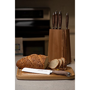 Mundial Nobilis Series 6-Piece Knife Block Set, Including 5 Knives with Wood Handle and Stainless Steel Blades and 1 Wood Block with Tablet Support