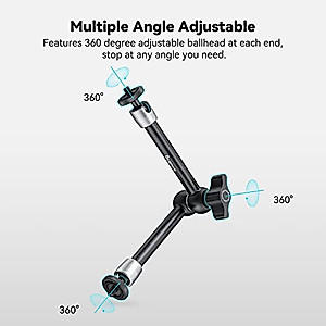 SmallRig 9.8 inch Adjustable Articulating Magic Arm with Both 1/4" Thread Screw for LCD Monitor/LED Lights - 2066B