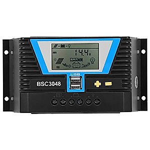 30A PWM Solar Controller,Solar Charge Controller, Solar Charge Controller, Solar Charge Controller, Solar Controller for Different Batteries BSC3048 30A 12V/24V/36V/48V Charge Controller
