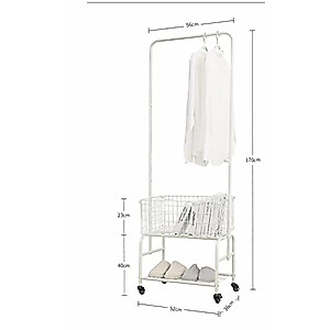 easy moved garment rack with basket for organize, laundry basket, black metal rack,