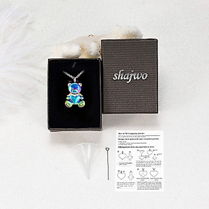 Cremation Jewelry Urn Nekclaces for Ashes for Women Gilrs Teddy Bear Keepsake Memorial Necklace for Human Pet Baby Ashes,Rainbow