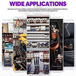 Swpeet 15Pcs 6 AWG - 1/4" (M6) Ring Terminals UL Listed Copper Battery Cable Lugs Wire Lugs, Battery Cable Ends Bare Copper Eyelets, Tubular Ring Battery Cable Ends for Enhanced High Temperature