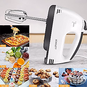 7 Speed Electric Hand Mixer Electric, whisk kitchen food baking, 4 Chrome-plated Steel Accessories for Easy Whipping Easy Whipping Cream Cake Cookies