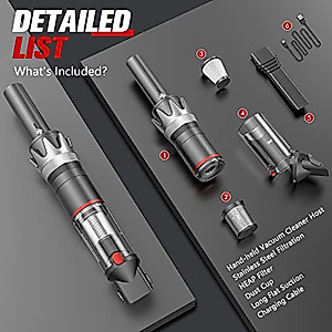 BSRCO Handheld Vacuum Cordless, Portable Car Vacuum, 3-in-1 Rechargeable Mini Wireless Cleaner with 2-Speed for Home, Pet Hair, Car