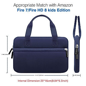 MoKo 7-8" Kids Tablet Sleeve, Neoprene Carrying Case Bag Fits Fire HD 8 Kids Edition 2018, Luna Controller, Fire HD 8 Plus/Fire HD 8 2020, Fire 7 Kids Pro 2021, Fire HD 8 Kids Pro 2021, Indigo