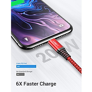 LISEN 20W USB C to Lightning Cable 6FT, MFi-Certified iPhone Charge Cable Fast Power Delivery Charging Cable Compatible with iPhone 12/11/11 Pro/11 Pro Max/X/XS/XR/XS Max/8/8 Plus