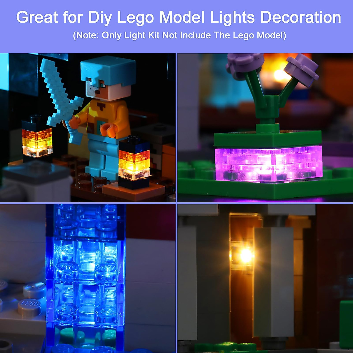 Hilighting Upgraded Led Light Kit Compatible with Lego Minecraft The Sword Outpost 21244 Building Toys, Lights Decoration Compatible with Lego 21244 (Model Not Included)