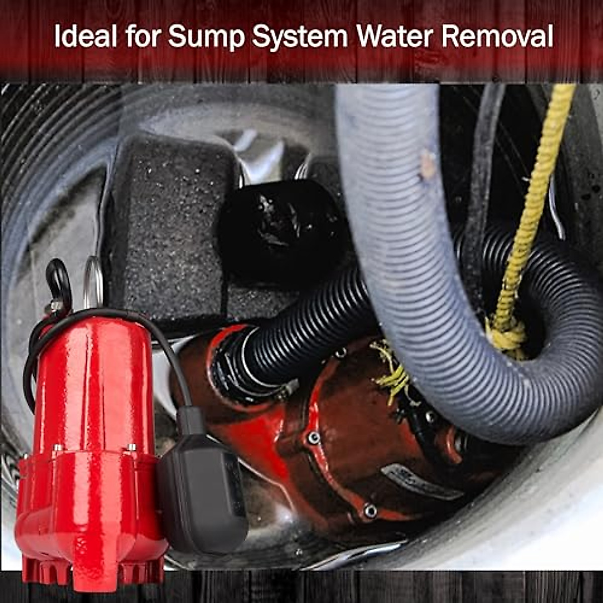 Red Lion RL-SC50T 115-Volt, 1/2 HP, 4300 GPH Cast Iron Sump Pump with Tethered Float Switch, 10-Ft. Cord, Red, 14942746