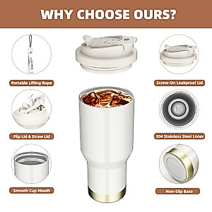 Weisidi Coffee Mug - 18 oz (530ml) Stainless Steel Vacuum Insulated Tumbler - Spill Proof Travel Coffee Tumbler - Keeps Drinks Hot and Cold - Coffee Travel Mug Spill Proof Leak Proof (white)