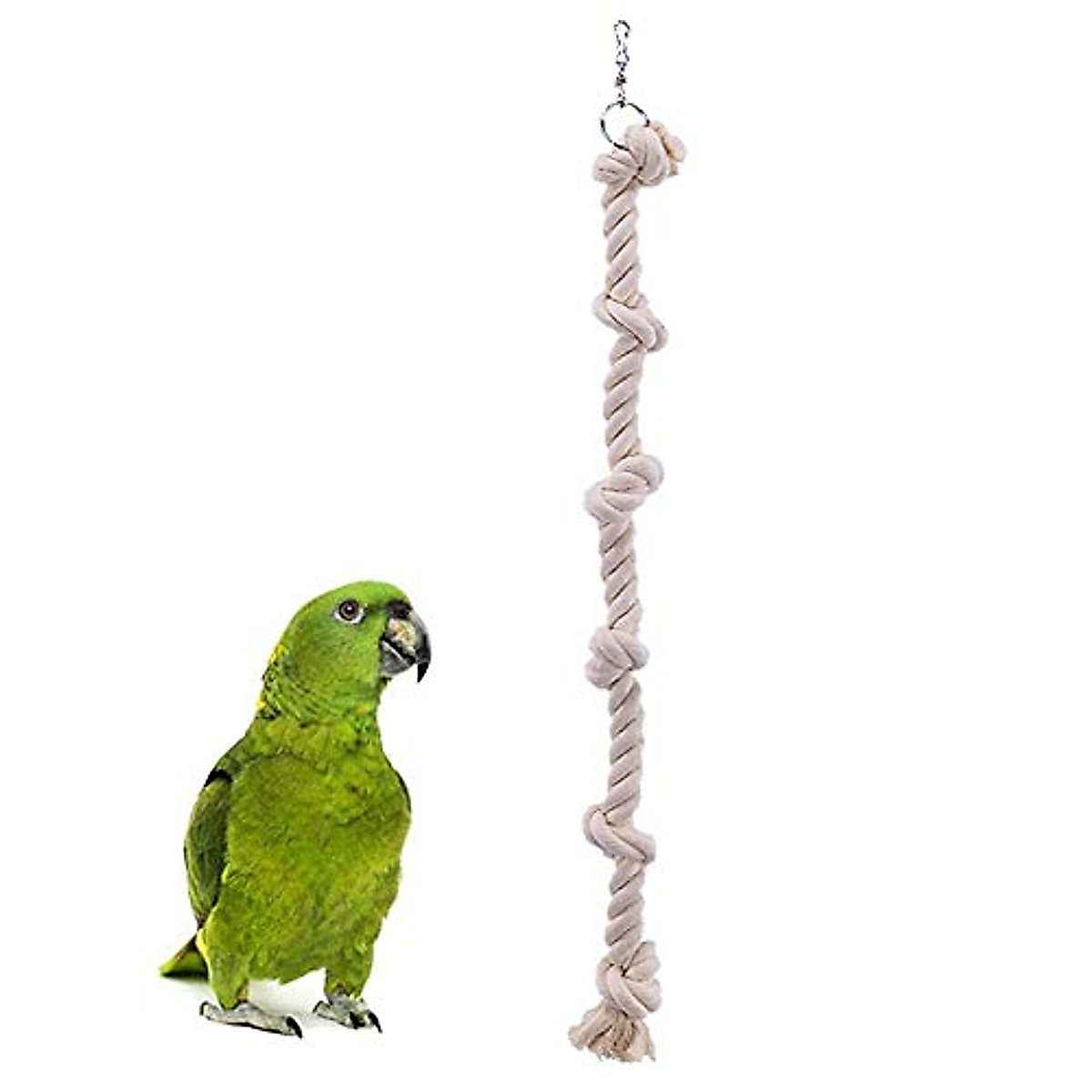 SONGBIRDTH Parrot Chew Toys - Pet Bird Parrot Cotton Rope Knot Climbing Hanging Cage Decor Swing Chew Toy for Medium and Small Parrot White