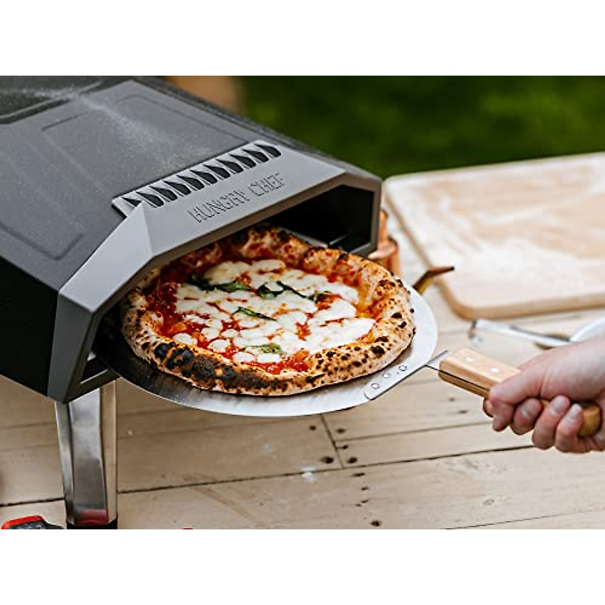 HUNGRY CHEF Pizza Oven & Outdoor Grill, Pizza Accessories Including Outdoor Pizza Oven with Outdoor Thermometer, Pizza Stone for Oven, Travel Bag, & Recipe Book, Pizza Party Maker for Outdoors…