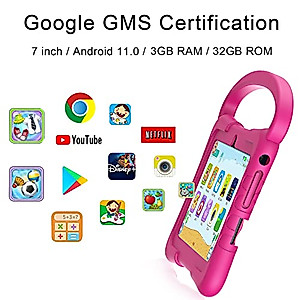 NORTH BISON Kids Tablet, 7 inch Android 11.0 Tablet for Kids, 3GB RAM 32GB ROM Toddler Tablet with Bluetooth, WiFi, GMS, Parental Control, Dual Camera, Shockproof Case, Educational, Games