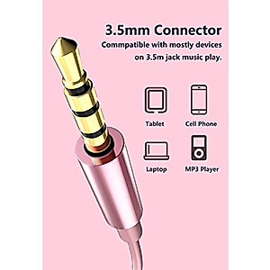 TXHUTSOG Rose Gold Earbuds, Wired in Ear Headphones, Stereo Bass Earphones with Micphone, Sport Running Headphones with Volume Control, Women Earphones Compatible with Smartphones Mp3 Tablet Laptop