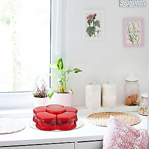 Yardwe Snack Box Candy Dish Chinese Snacks Storage Box Dried Fruit Box Rotating with 6 Compartments and Lid Chinese New Year Wedding Party Decoration