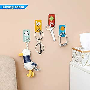 Hamoer Self-Adhesive Wall Hooks for Bathroom Kitchen Laundry Waterproof Non-Rust Color Pattern Home Improvement Sticky Hook 8Pack, Multicolor