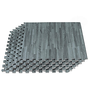 Forest Floor 3/8 Inch Thick Printed Foam Tiles, Premium Wood Grain Interlocking Foam Floor Mats, Anti-Fatigue Flooring, 24 in x 24 in