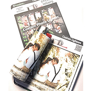 Custom Lighter Photo Wraps - 4 Pack Upload 4 Photos - Personalize Lighter Stickers - Company Logo Gifts - Wedding Favors - (Lighter Not Included) (4)