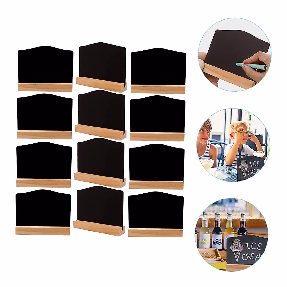 iplusmile 12pcs Double Sided Chalkboard Signs Mini Chalkboard Stands Buffet Chalkboards Small Blackboard Slate Bar Chalkboard Black Tag Board Wedding Chalkboard Sign Table Food