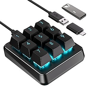 AIRUSAN One-Handed Mechanical Keyboard, RGB LED Backlit Macro Keyboard, 9 Fully Programmable Keys Support One-Click Start,Hotkeys,NKRO,Fully Programmable Keys for Work & Daily Study