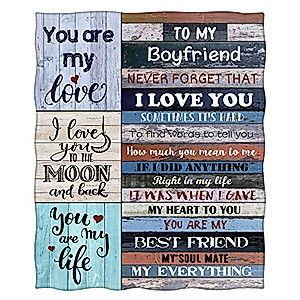 Levens to My Boyfriend Blanket Romantic I Love You Blessing Sweet Gifts for Birthday Anniversary Valentines Christmas Thanksgiving Fathers Day Soft Cozy Smooth Lightweight Plush Throw Blankets 50"x60"