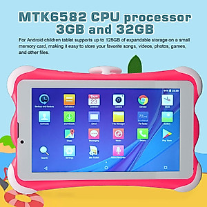 Ymiko 7 Inch HD 3GB 32GB Kids Tablet with WiFi Dual SIM for Toddler Tablet Pink 100‑240V (US Plug)