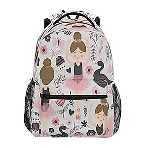 Cute Ballerina Girl Backpack for Girls School Bags Bookbags for Teen Kids Travel Laptop Daypack Bag Laptop Backpacks