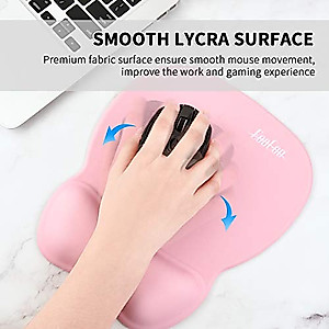 Ergonomic Gaming Mouse Pad with Wrist Support Gel Rest for Laptop at Internet Cafe, Home & Office, Non-Slip Silicone Base Mouse Mat MP04PN - Pink