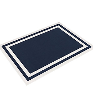 CAMILSON Bordered Navy Blue Rug 8x10 Area Rugs for Living Room Bedroom Kitchen Modern Soft Stain Resistant Non-Shedding Indoor Carpet (8 x 10 Navy Blue and Cream)