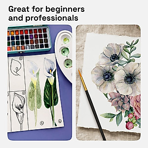 ARTISTRO Watercolor Paint Set, 48 Vivid Colors in Portable Box, Including Metallic and Fluorescent Colors. Perfect Travel Watercolor Set for Artists, Amateur Hobbyists and Painting Lovers