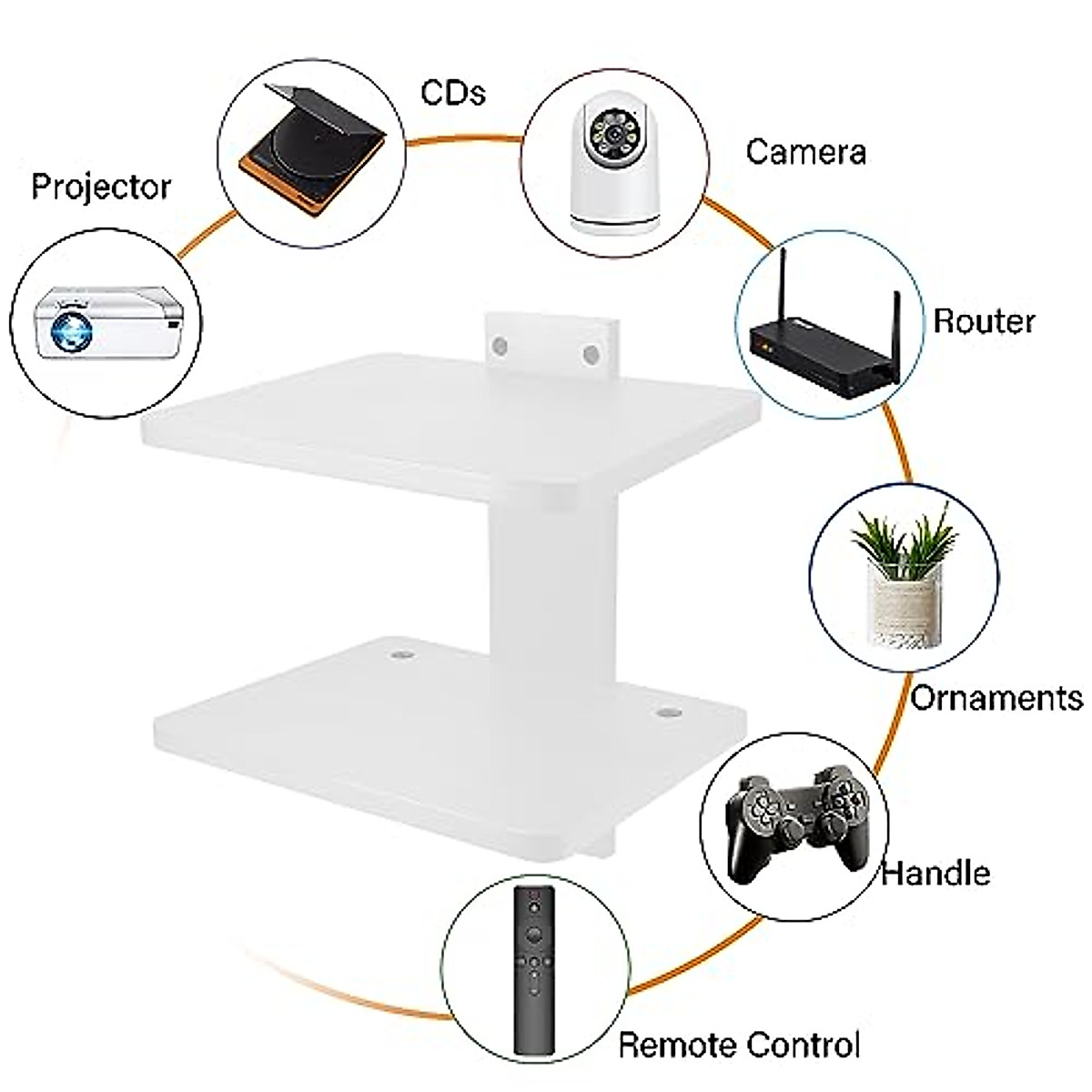 Siondoux Floating Entertainment Shelf - Wooden DVD & TV Shelf for Wall, Perfect for Projector, PS5, DVD Player, Game Console, Cable Box