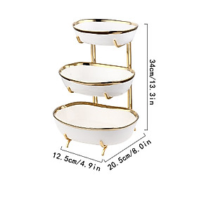 Fruit Bowl Creative Three-layer Fruit Plate Living Room Home Decoration Chinese Snack Plate Candy Plate Front Desk Fruit Bowls (Color : White)