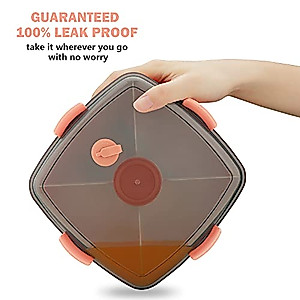 GREENRAIN Salad Lunch Container To Go - 40-oz Salad Bowl with 5-Compartments Bento Style Tray, BPA-Free Leak-Proof Lunch Box with Reusable Fork Spoon and Sauce Container for Food Snack (Pink)