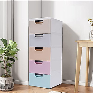 LUGBING Plastic Drawers Organizer, 15.75"x11.81"x33.07" Storage Drawers Containers with 5 Drawers for Living Room Bedroom Office
