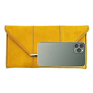 JNB Faux Microsuede Envelope Clutch (MUSTARD) Medium