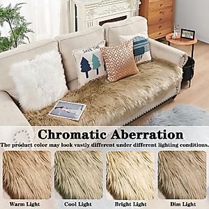 DXGJOKR Faux Fur Rug, Sheepskin Rug, Fluffy Rug, Shag Rug, Fuzzy Rugs for Bedroom, Small Area Rug Bedside Rug Ultra Soft Plush Rug, Machine Washable Rug (Camel, 2x3ft Sheepskin)