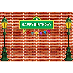 7x5ft Red Brick Wall Street Backdrop Cartoon Photography Backdrops Happy Birthday Party Background Party Decors Decorations Baby Shower Table Banner Background